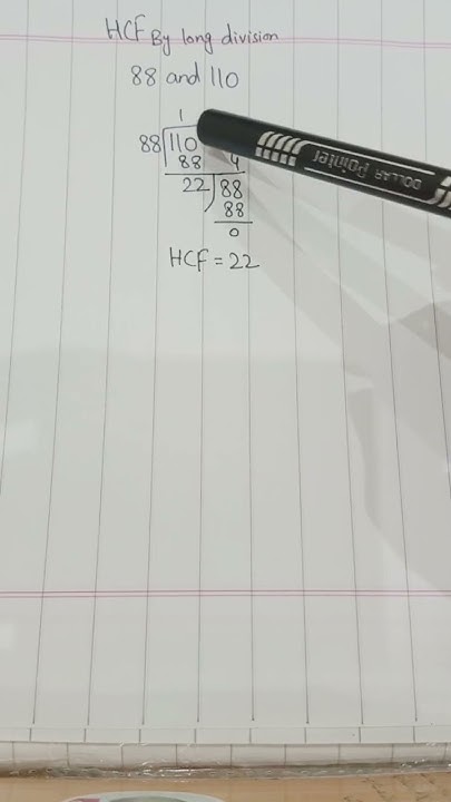 Hcf of 88 and 110 using long division method - YouTube