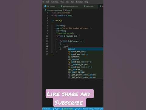 Program to print inverted full pyramid in C++ - YouTube