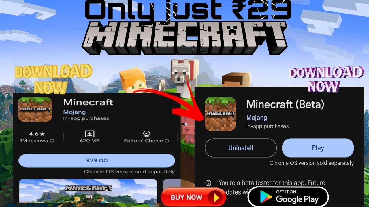 MINECRAFT GAME ONLY JUST ₹29 ON GOOGLE PLAY STORE|| DOWNLOAD NOW ...