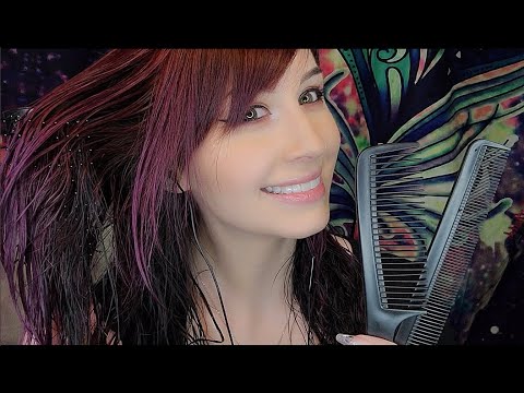 ASMR💦Wet & Dry Hair Brushing, Combing, Braiding/Styling - YouTube