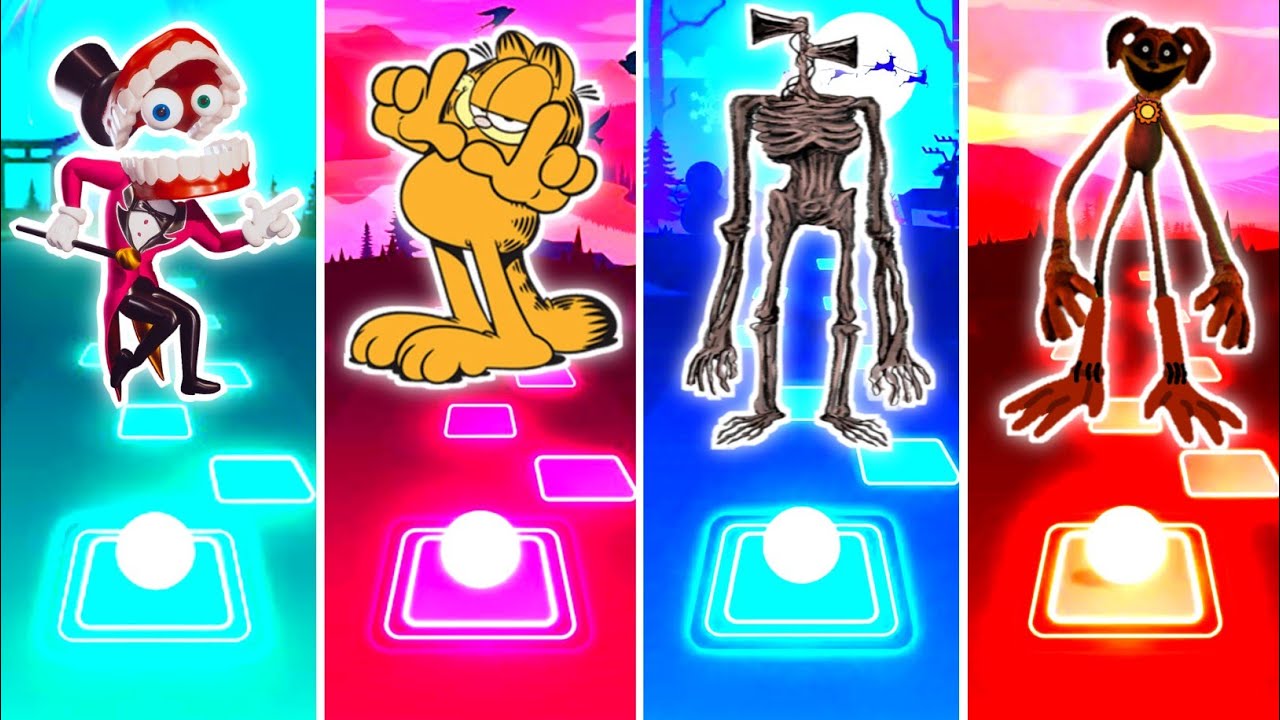 Amazing Digital Circus 🆚 Garfield 🆚 Siren Head 🆚 Dog Day | Tiles Hop. 🎶 ...