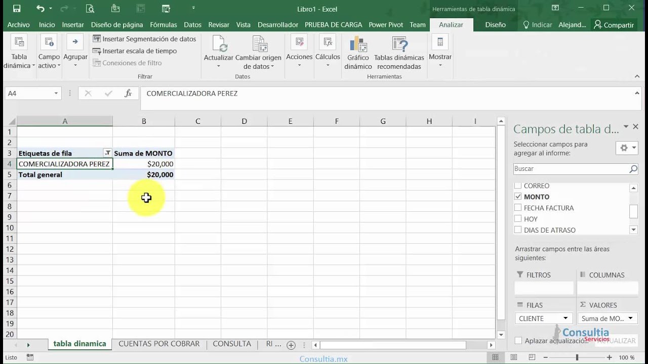 Filtrar una tabla dinamica - YouTube