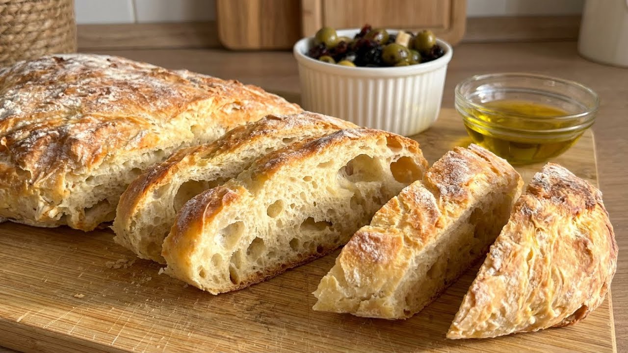 How to make Italian Ciabatta Bread, NO KNEAD | Homemade Ciabatta Bread ...