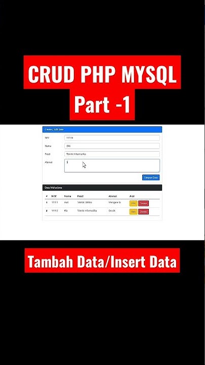 CRUD PHP MYSQL Part 1 #mengareit #shorts - YouTube