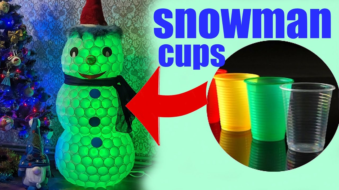Easy DIY Snowman from Plastic Cups: Festive Home Decor Tutorial! - YouTube