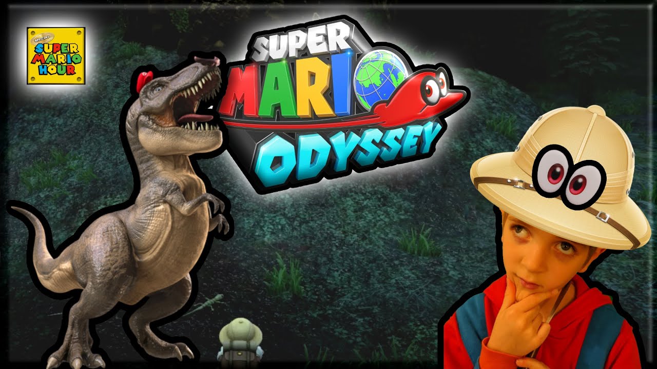 SUPER MARIO ODYSSEY: T-REX TIME IN DEEP WOODS! MARIO KID and DAD fall ...