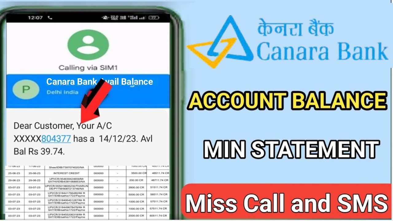 Canara Bank Balance Enquiry Number tamil || Canara Bank Balance Check ...
