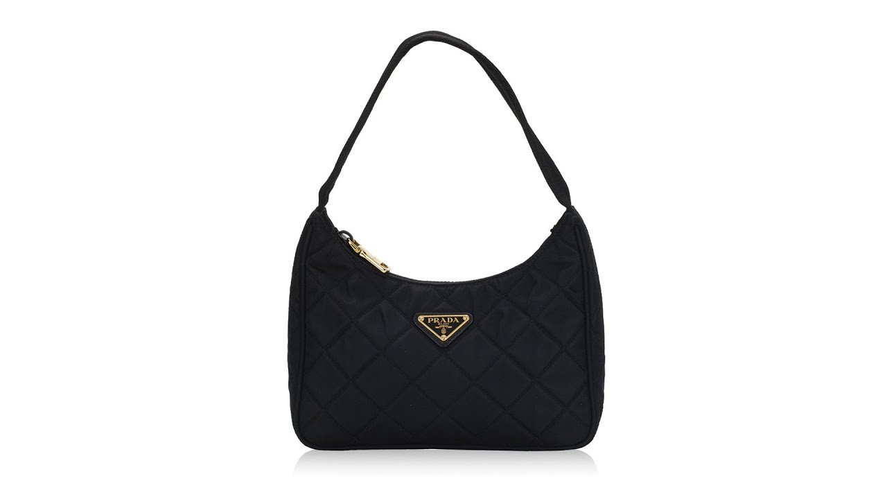 Prada 1NE051 Tessuto Impuntu Shoulder Bag Nero - YouTube