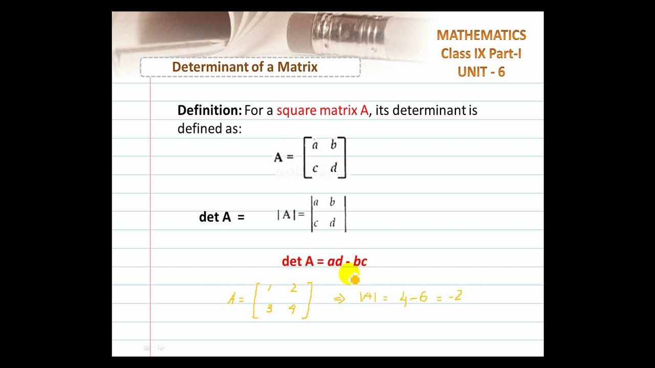 UNIT 6 Lec 09: Determinant of a Matrix - YouTube