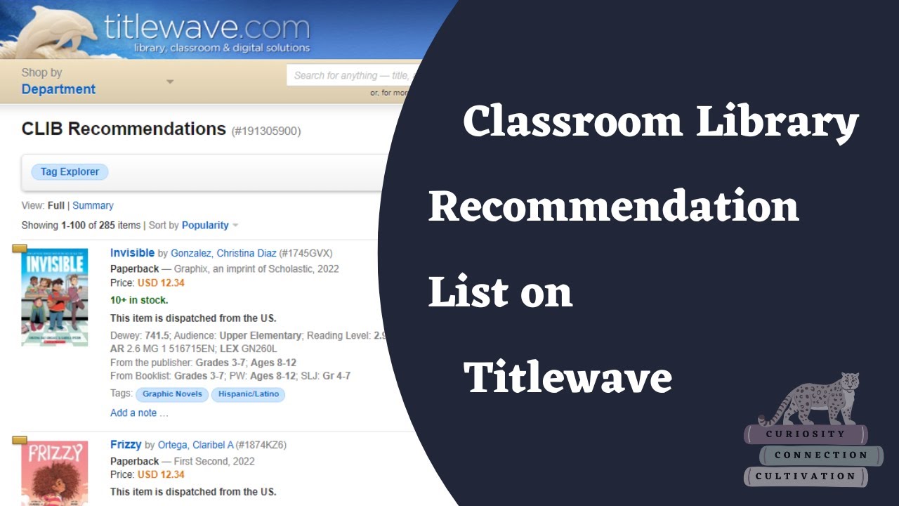 Classroom Library Recommendations List on Titlewave - YouTube