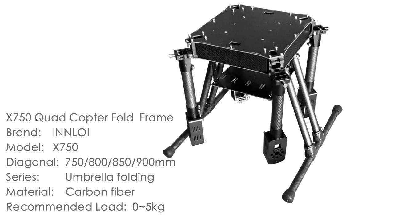 INNLOI X750 850 900mm Drone Frame Carbon Quad Copter Umbrella Folding ...