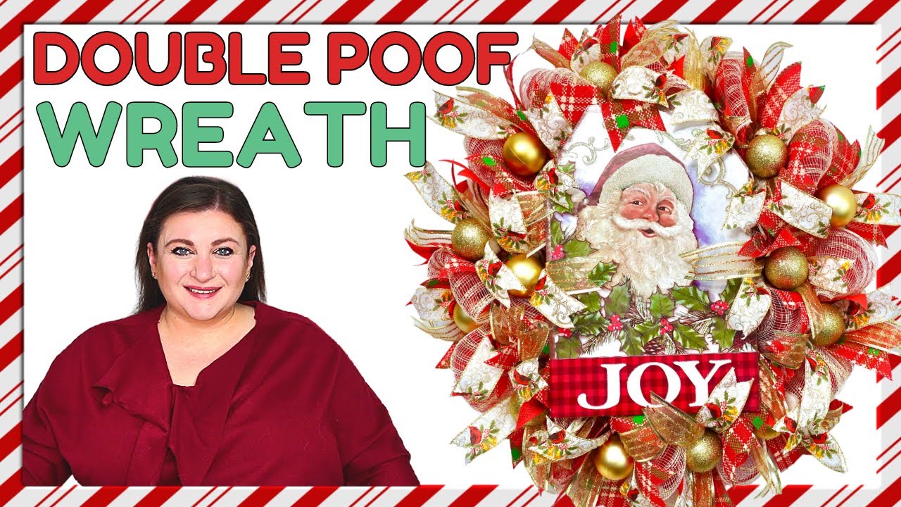 How to make a DOUBLE POOF DECO MESH CHRISTMAS WREATH TUTORIAL ...