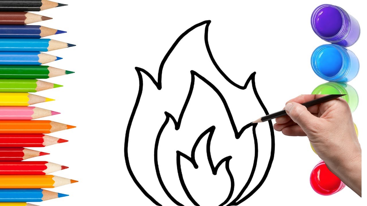 How To Draw cute flames Drawing, Painting & Coloring For Kids and ...
