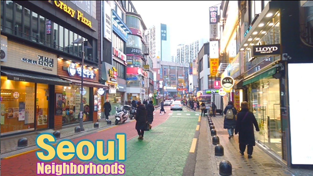 Seoul, Korea - Walking Tour (snowy day) of Neighborhood - 4K - Sadang 2 ...
