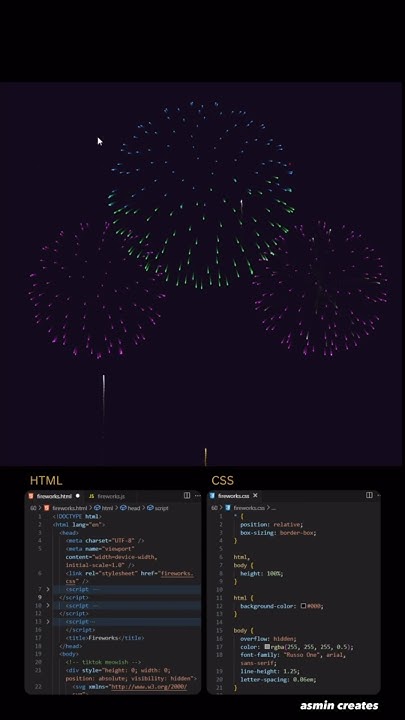 Crackers Animation / Html Css JavaScript / new background animation project 2025.🎆🎇🔥#shorts # ...