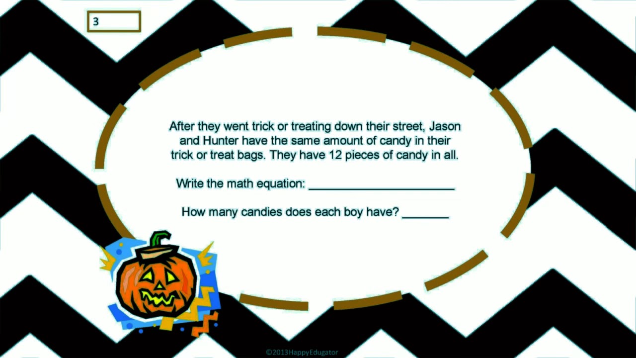 Halloween Word Problems Math Task Cards by HappyEdugator - YouTube
