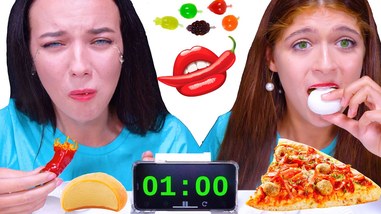 Asmr 1 Minute Race Challenge Eating Sounds Lilibu Youtube