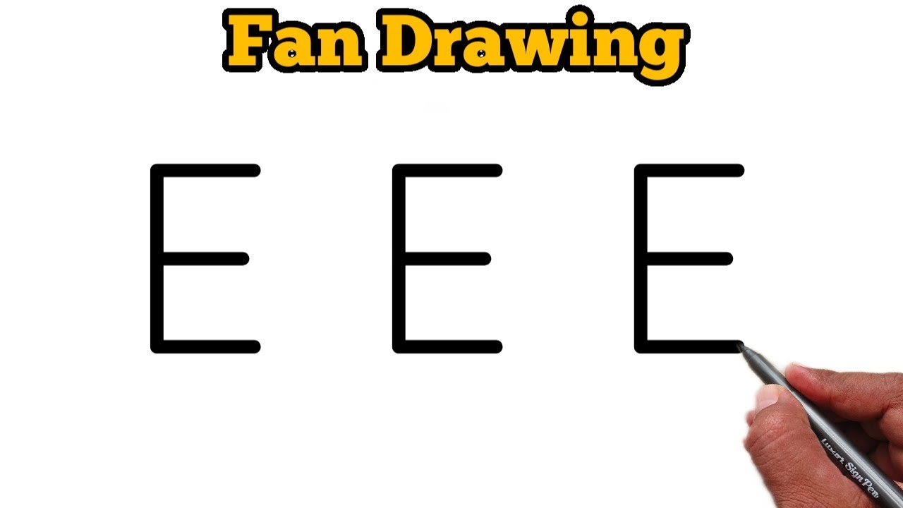 How to Draw Fan From letter EEE | Easy Ceiling Fan Drawing for ...