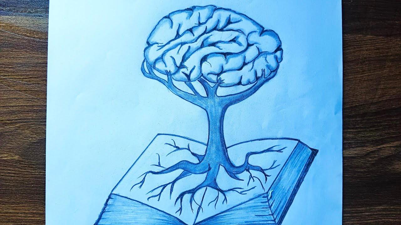 How to draw l Brain inside the Book Drawing l Pencil drawing l Easy ...