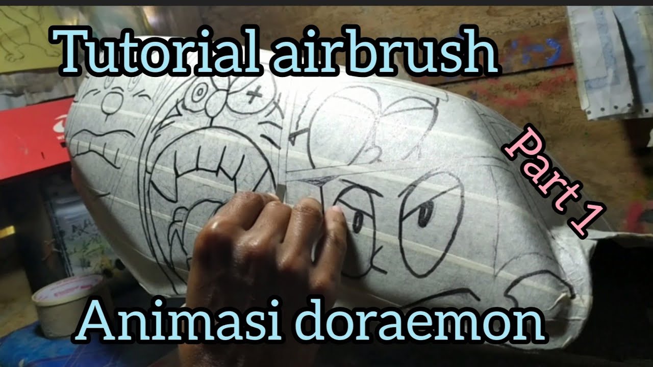 Belajar airbrush manual gambar animasi Doraemon @103_airbrush - YouTube