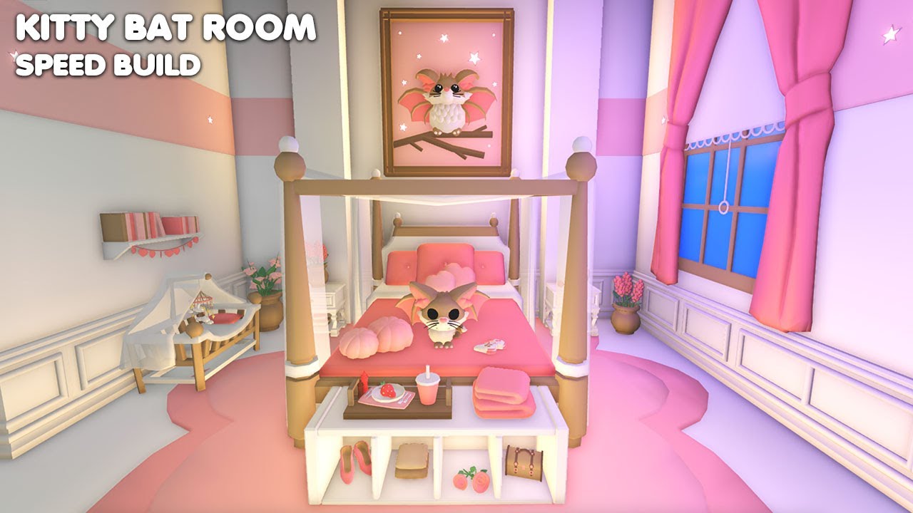 CUTE KITTY BAT ROOM Speed build in Adopt me! - YouTube