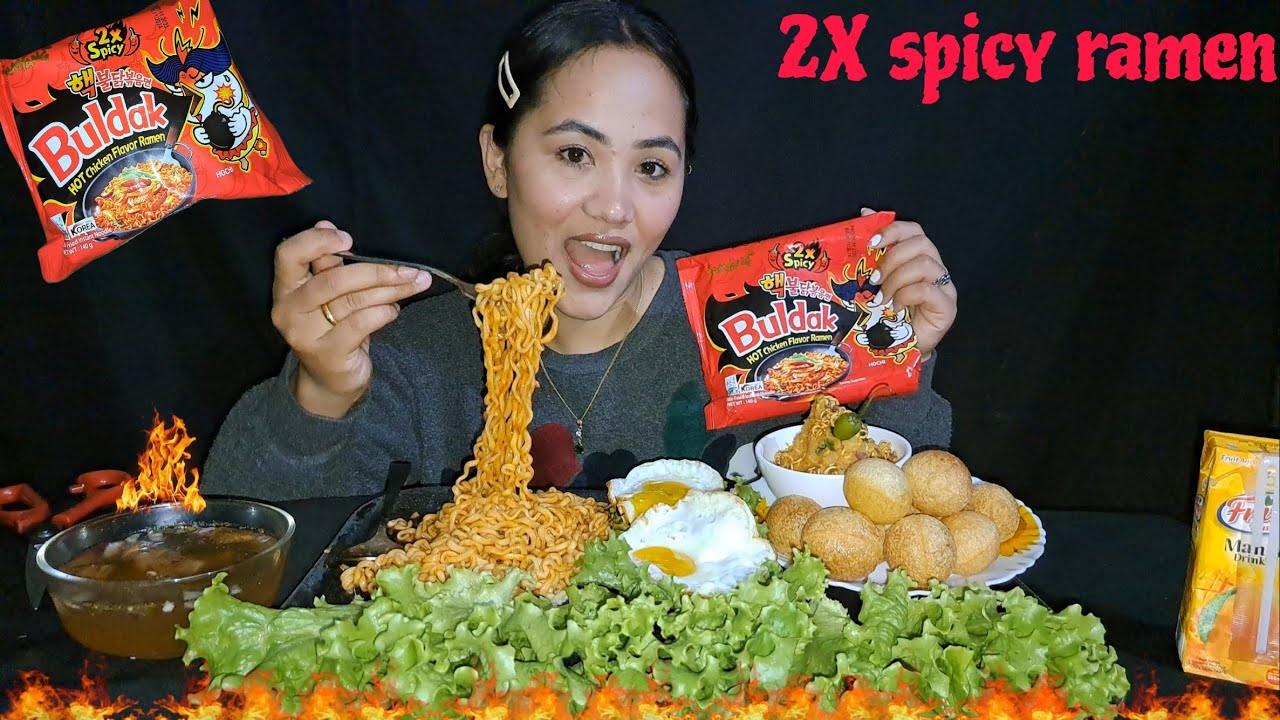 🥵🥵FIRST TIME TRYING 2X SPICY🌶🌶 BULDAK KOREAN RAMEN || SPICY NOODLES ...