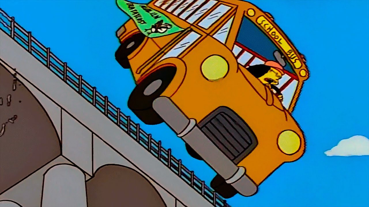 OTTO O MOTORISTA DA ESCOLA JOGA O CARRO DA PONTE | OS SIMPSONS - YouTube