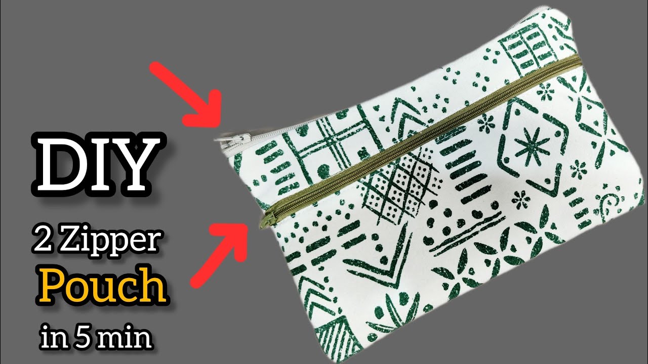 SUPER EASY! Diy 2 Zipper pouch in 5 minutes - YouTube