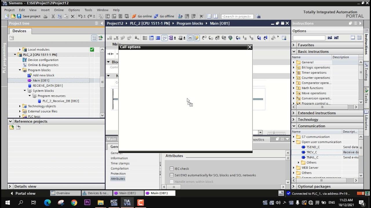 PLC COMMUNICATION : Open User Communication TSEND + TRCV TIA PORTAL ...