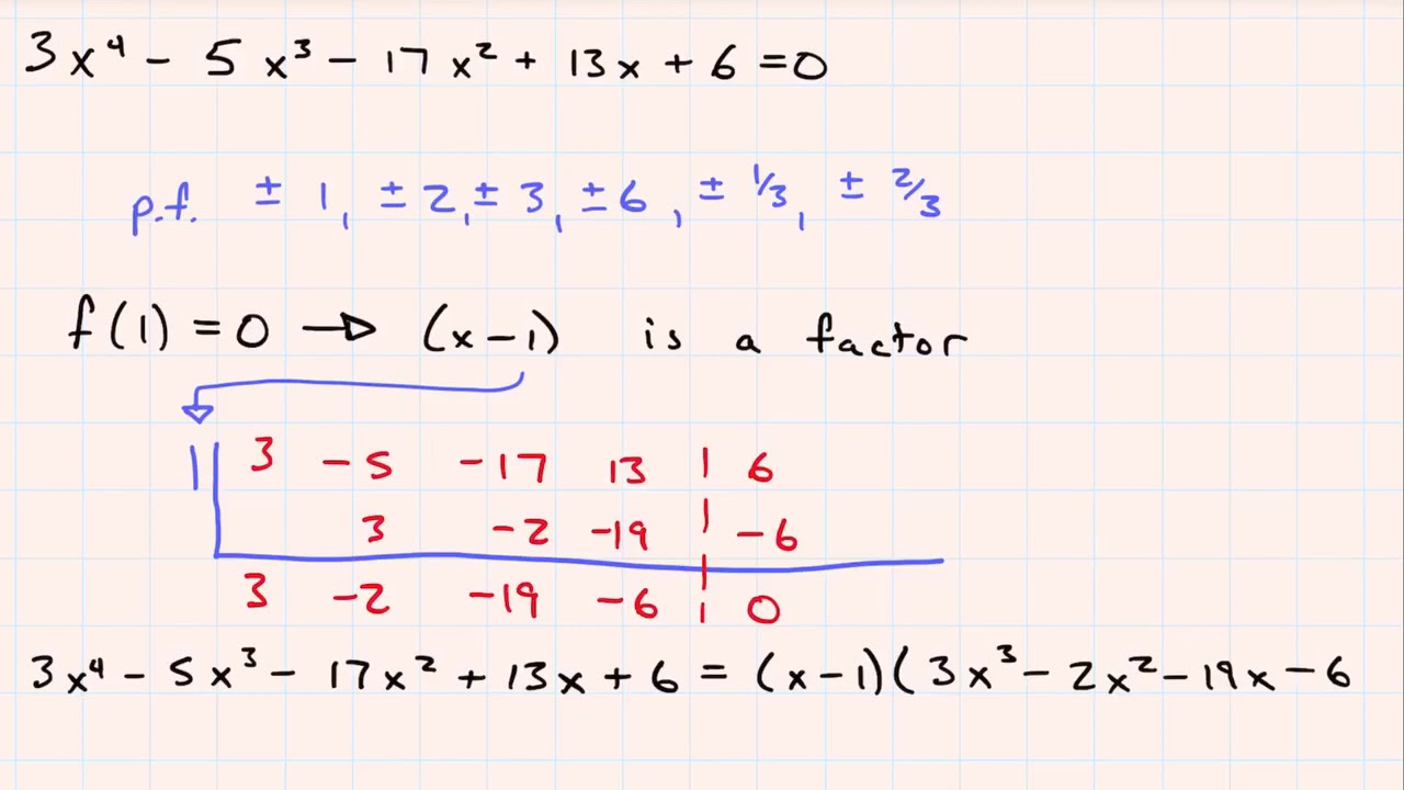 26 Solve The Following By Factoring 3x 4 5x 3 17x 2 13x 6 0