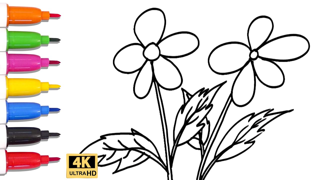 Glitter Flowers Drawing and Coloring | Jolly Drawing - YouTube