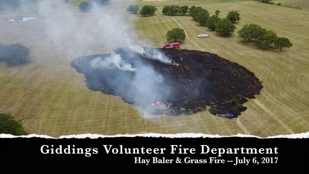 Hay Baler and Grass Fire, Lee County, TX -- Giddings VFD - YouTube