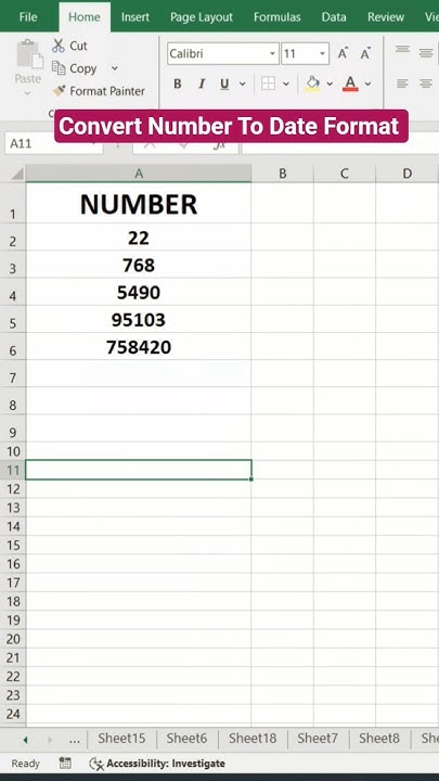 Convert Number To Date #excel #exceltips #exceltutorial #exceltricks #shorts - YouTube