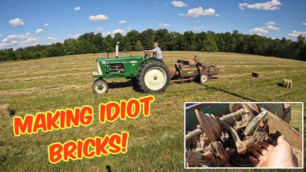 Making IDIOT BRICKS: Oliver 520 baler hits the field! - YouTube