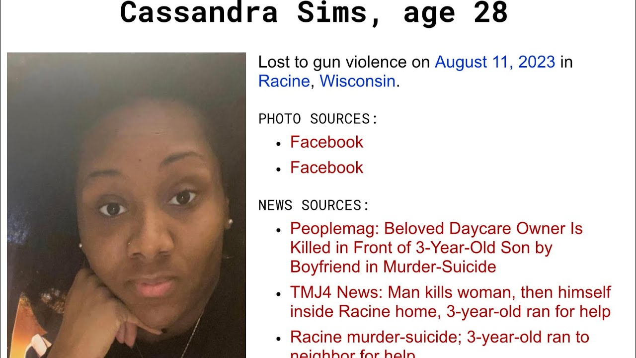 CASSANDRA SIMS 28 AUG 11, 2023 RACINE WISCONSIN A MOM SHOT KILLED IN ...