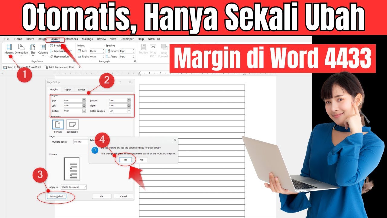 Cara Mengatur atau Mengubah Margin 4433 di Word Otomatis - YouTube