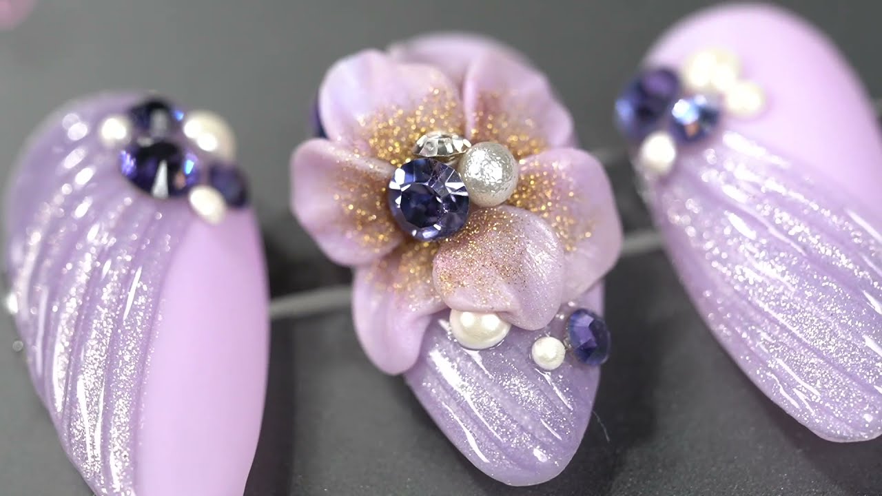 NAIL ART 4D FLOWER DESIGN BEAUTIFUL DETAIL - YouTube