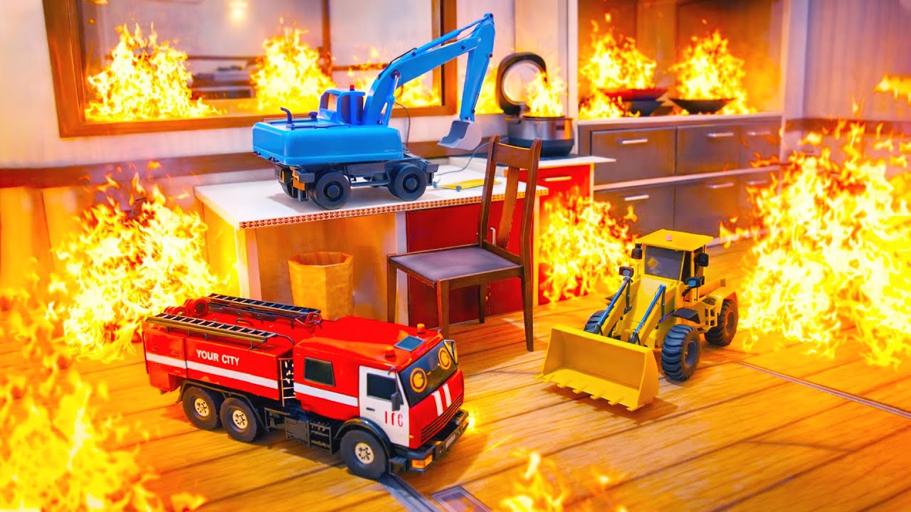 When Fire Breaks Out 🔥🚨| Fire Truck & Loader Rush to the Scene ...