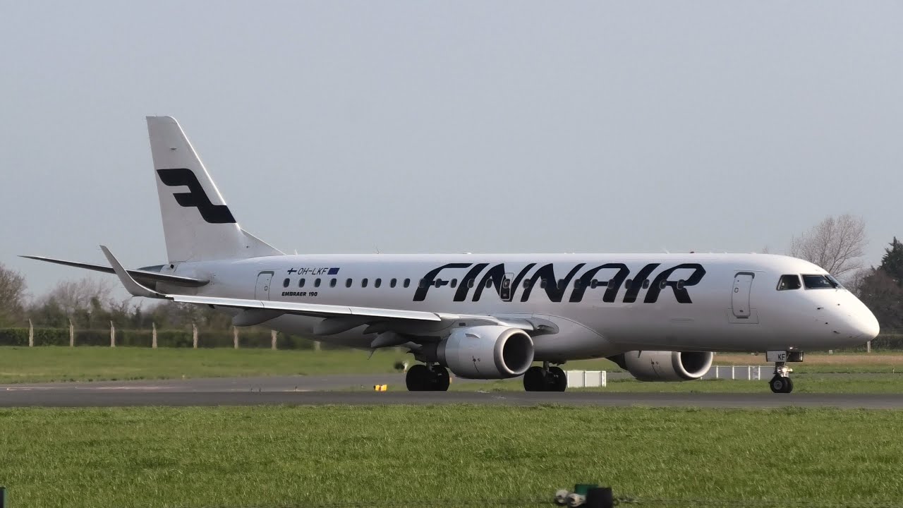 Finnair Embraer E190 OH-LKF Take Off at Dublin Airport - YouTube