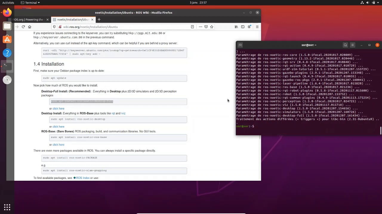 Installer ROS Noetic en Ubuntu 20.04 sur virtual box - YouTube