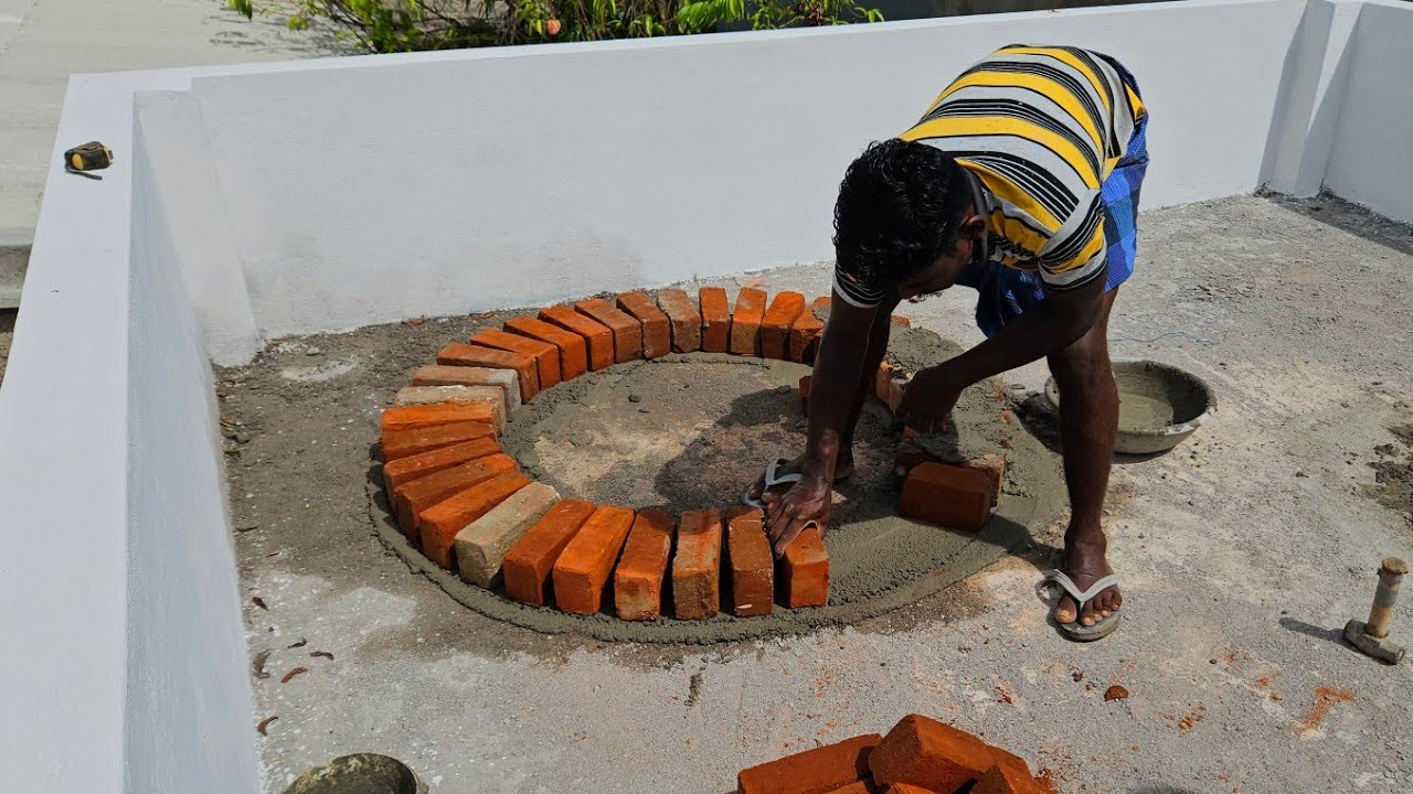 Technology! Circular Water Tank Bricklaying Stage Build With Plastering ...