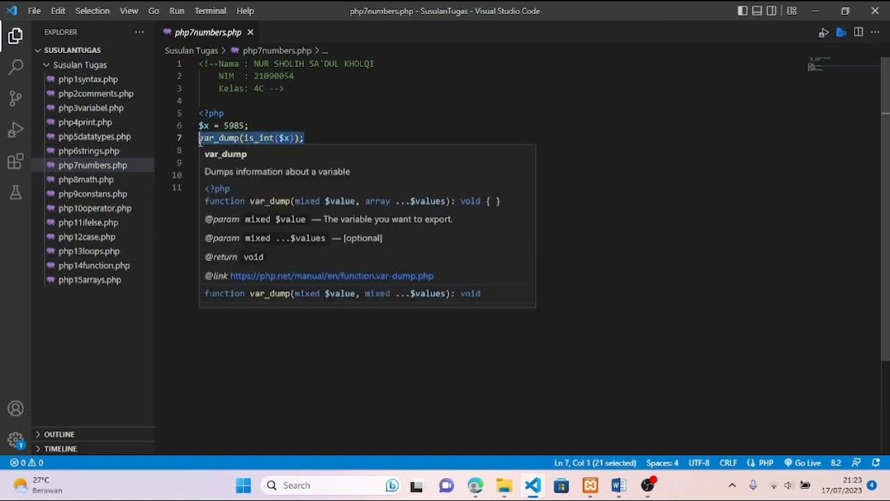 penjelasan pemrograman php dasar dari syntax-array - YouTube