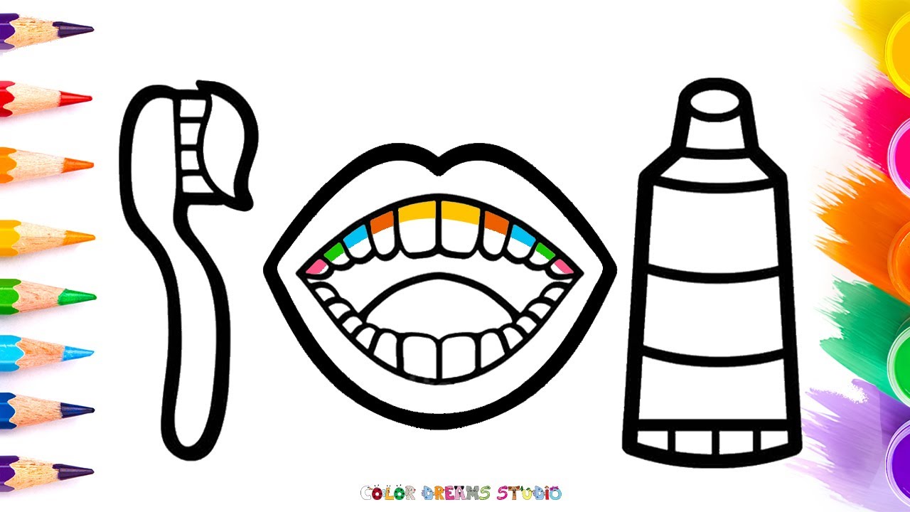 How to Draw and Color Toothpaste and Toothbrush | Step By Step - YouTube