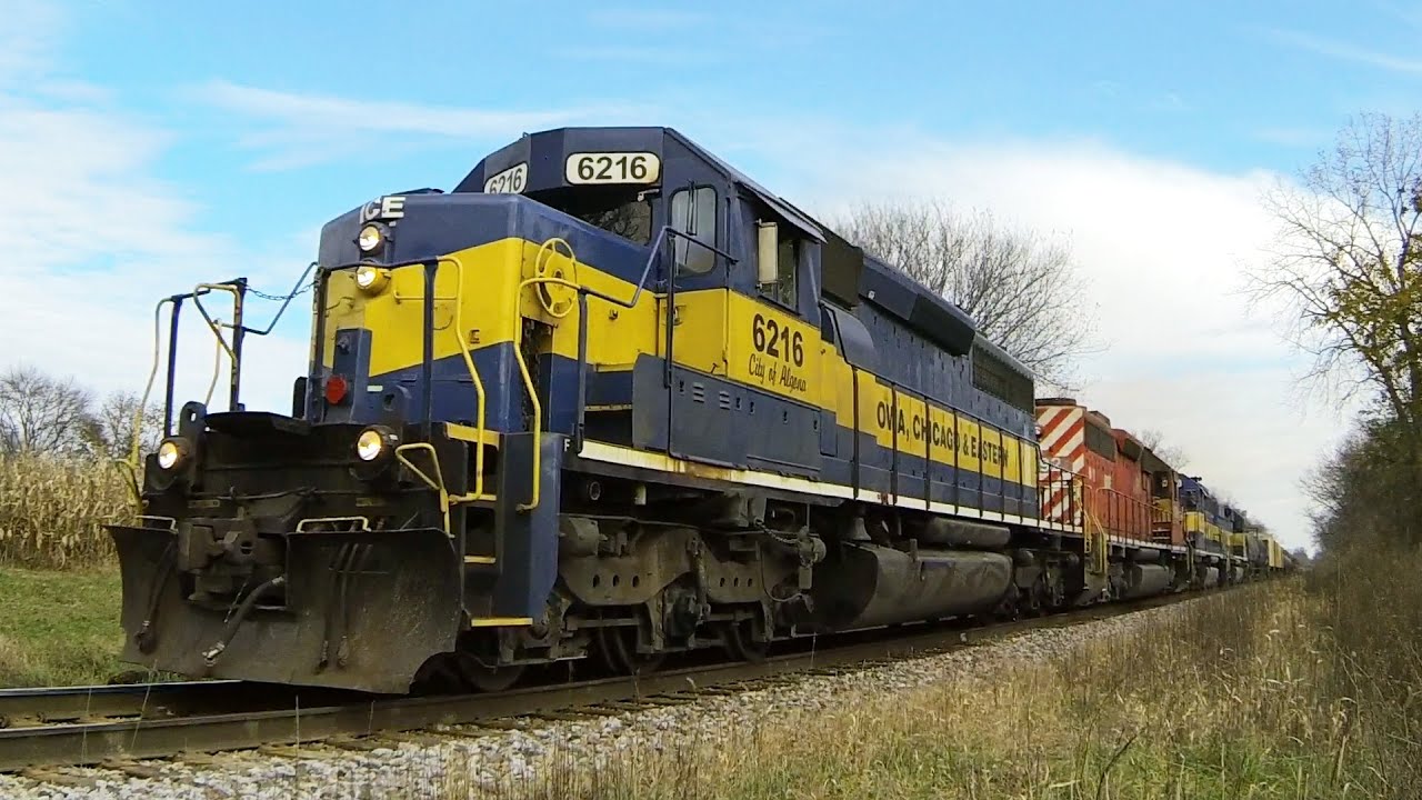 IC&E 6216 West, SD40s - Wide View on 10-30-2014 - YouTube