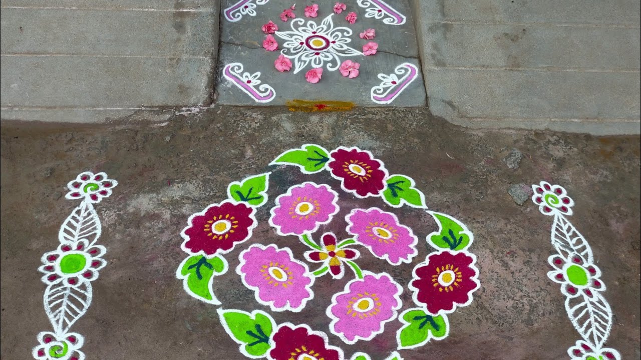 Flower 🌷 kolam 11x3x3 latest rangoli muggulu kutty kutty kolangal easy ...