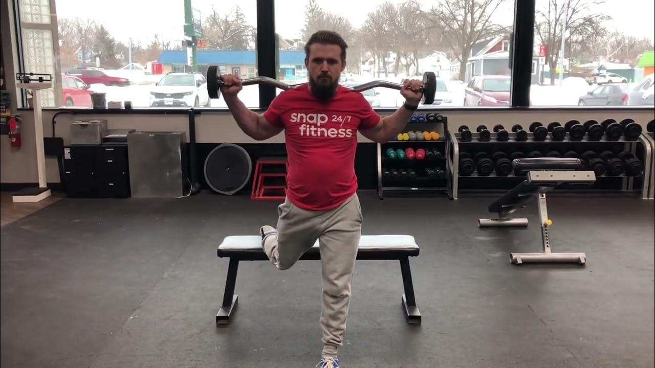 EZ Bar Bulgarian Split Squat - YouTube