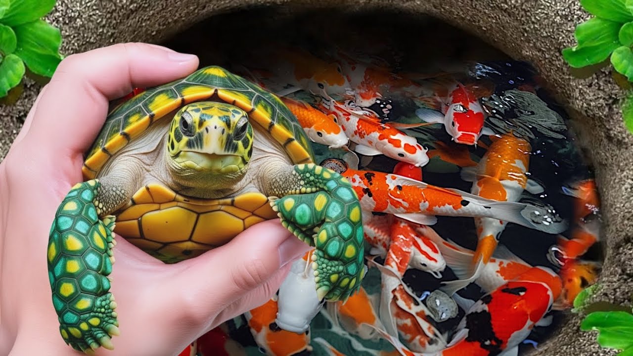 Wow Amazing Catch colorful ornamental fish in tiny pond, comet fish ...