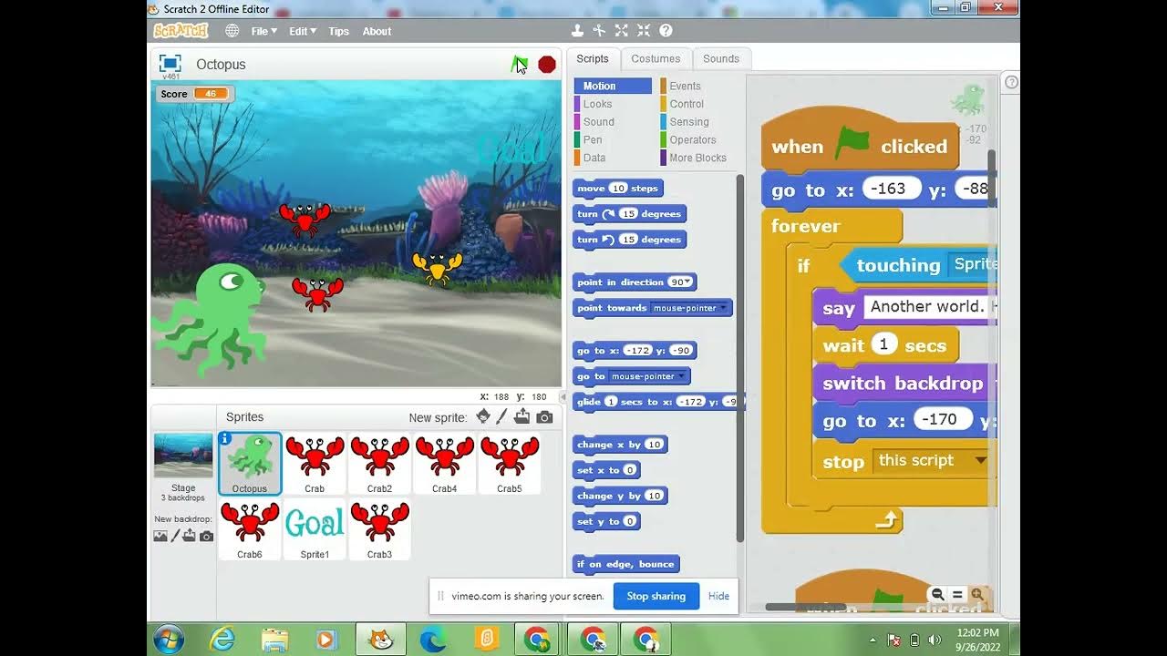 Coding class for Octopus eating game - YouTube