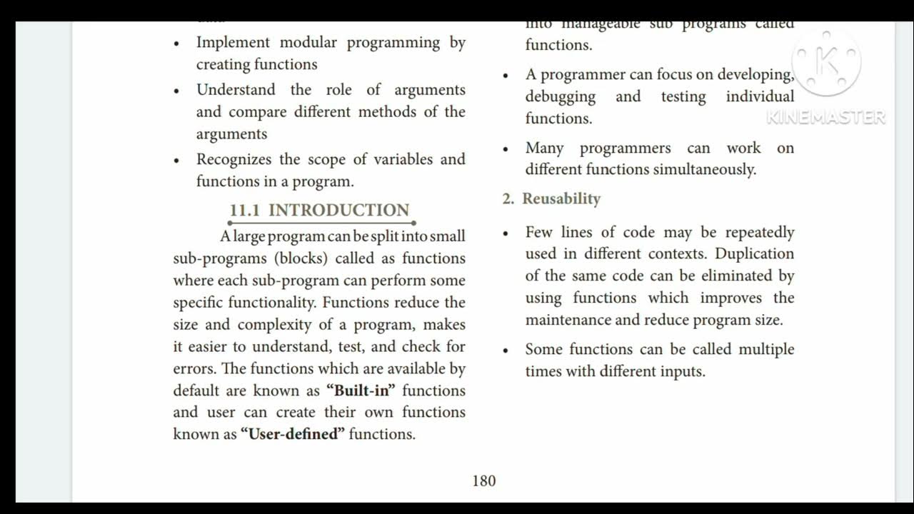 CLASS 11 COMPUTER SCIENCE CHAPTER-11 (PART 1 INTRODUCTION TO FUNCTION TYPES OF FUNCTIONS) IN ...