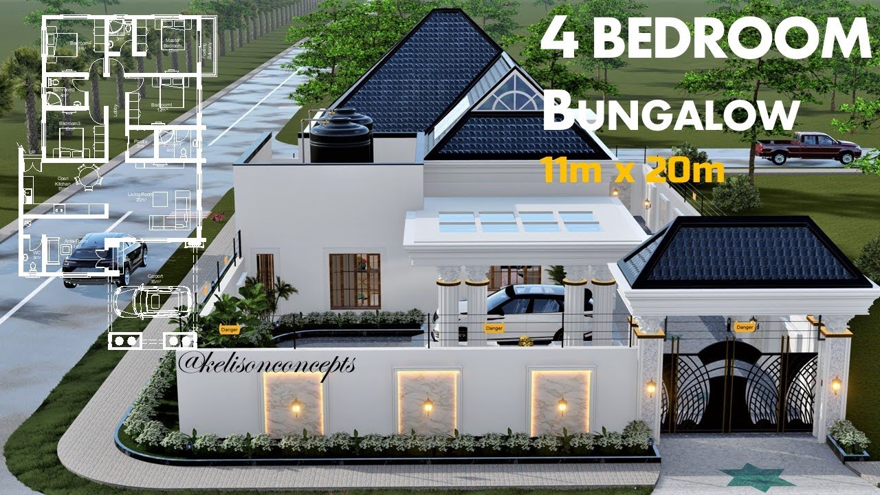 Luxury 11m X 20m 4-Bedroom Bungalow Home Design With Free Floor Plan ...